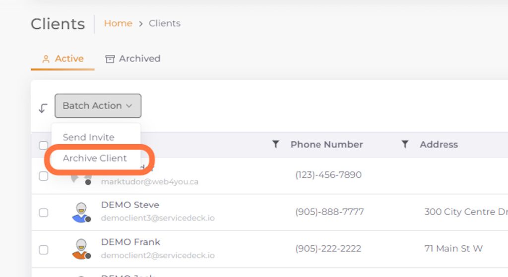 Archive Client - Help Desk