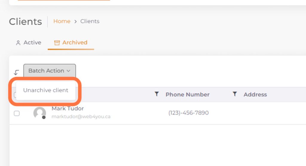Unarchive Client - Help Desk
